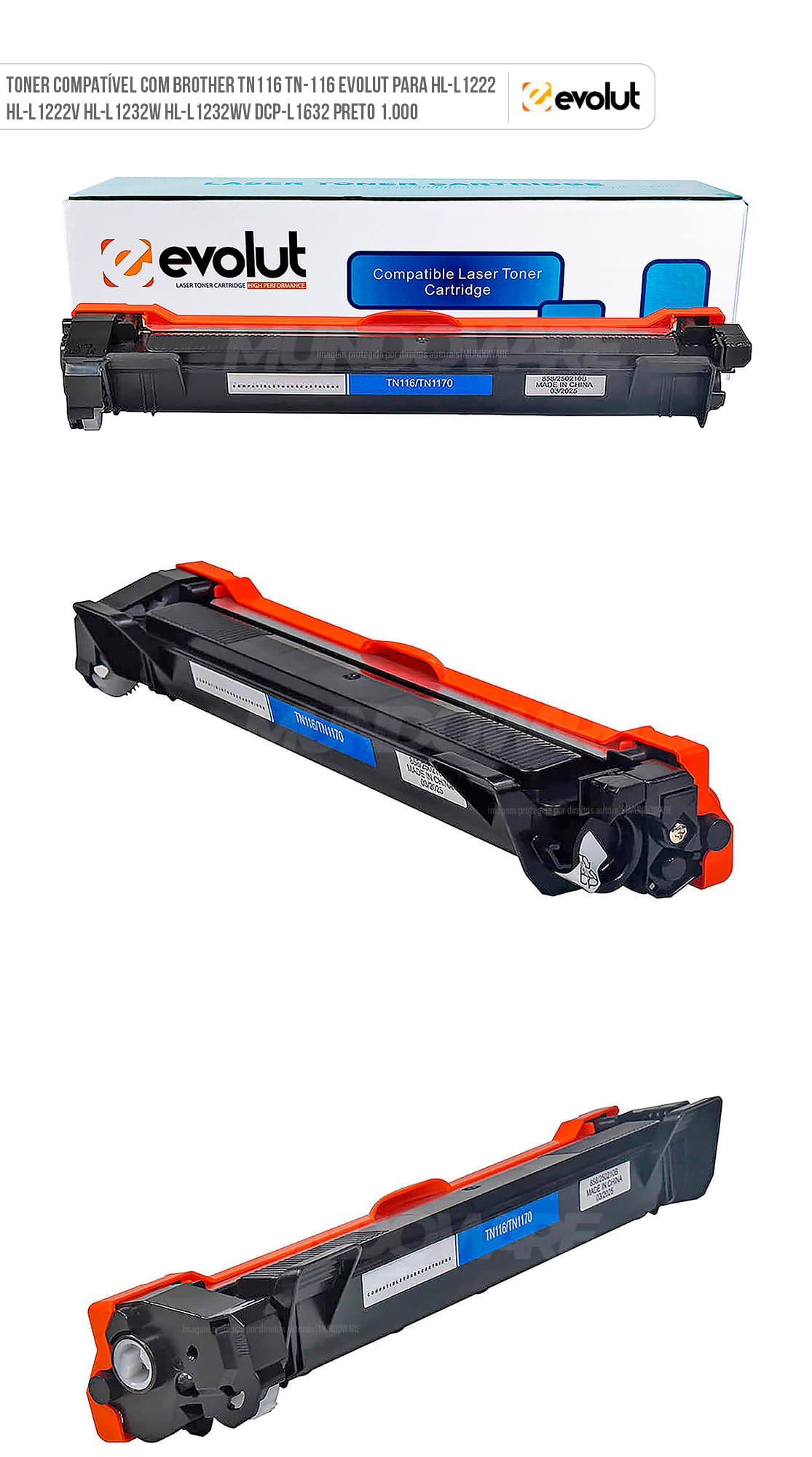 Toner Evolut Compatível com Brother TN116 p/ HL-L1222v HL-L1232w HL ...