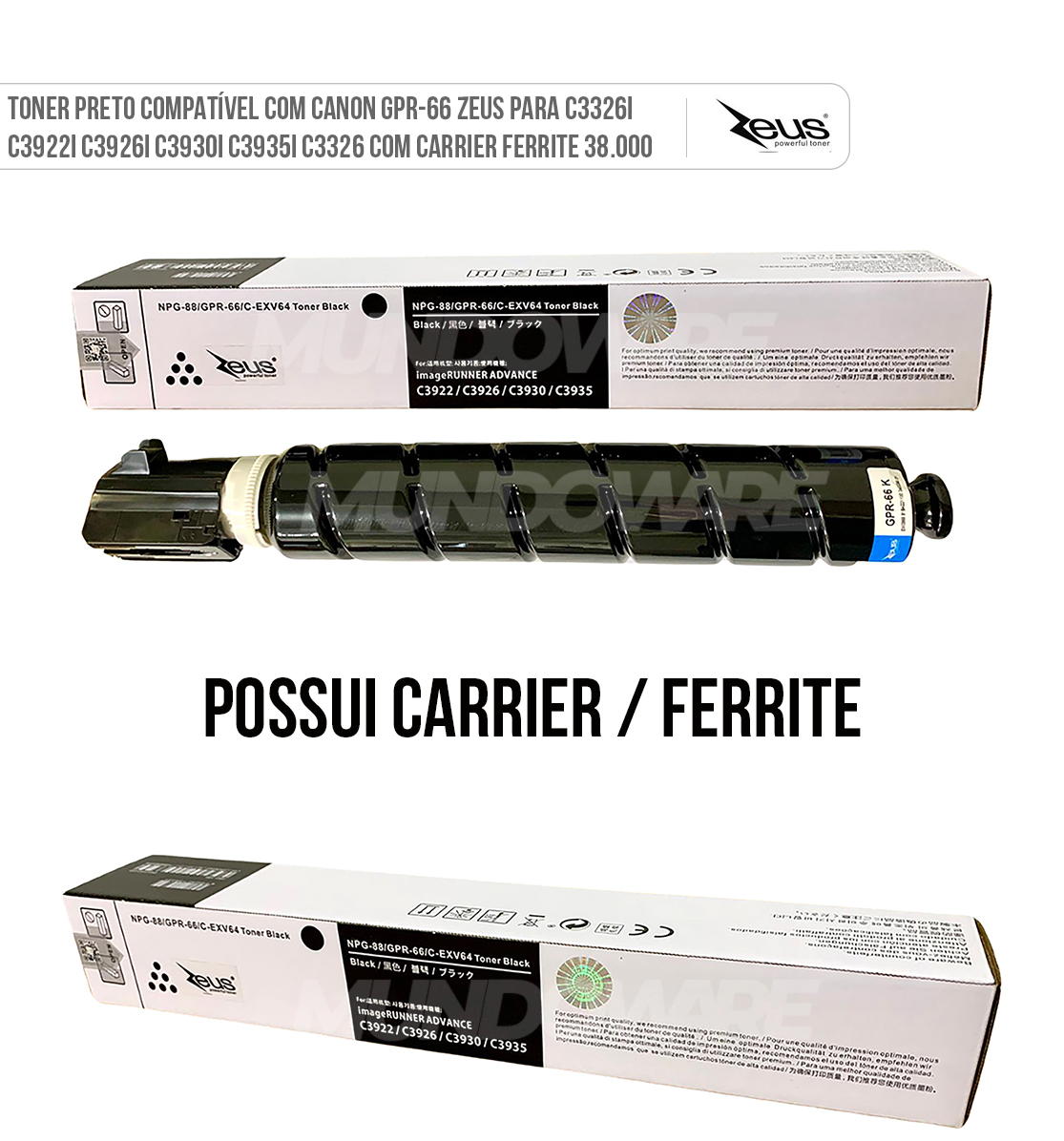 Toner Preto Compatível com Canon GPR-66 Zeus C3326i C3922i C3926i ...
