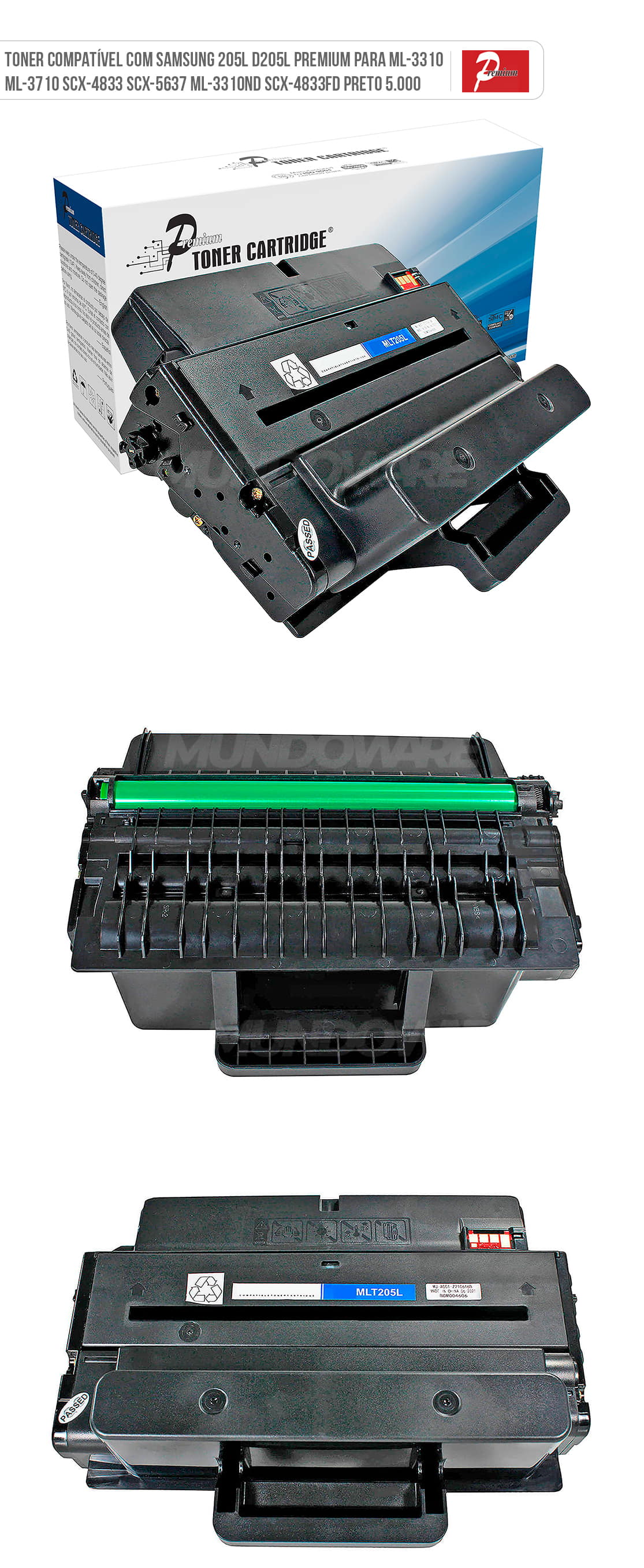Toner Premium Compatível com Samsung 205L p/ ML-3310 ML-3710 SCX-4833 ...